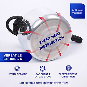 Universal 4.2 Quart / 4 Liter Pressure Cooker, 5 Servings, Pressure Canner With Multiple Safety Systems and Heat Resistant Handles For Can, Soup, Meat, Beans