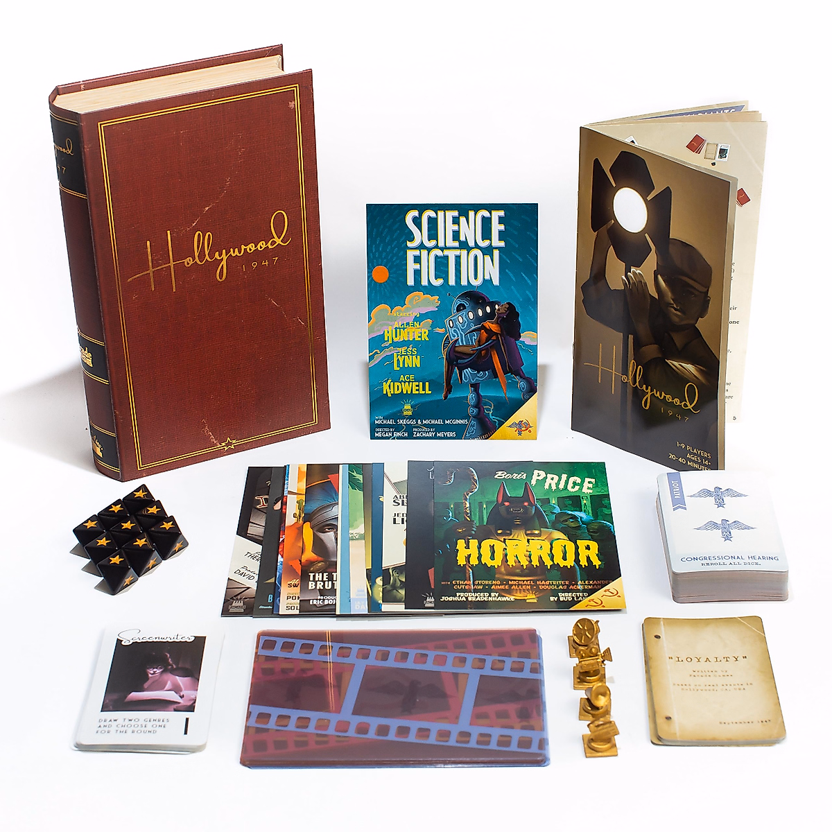 Hollywood 1947 Board Game, Movie Making Game for Friends and Family, Board Game of Cards, Strategy, and Deceit, for 1-9 Players, Ages 14+