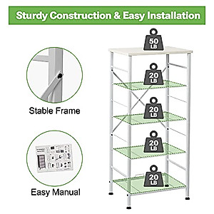 JSungo Dresser Storage Tower with 4 Drawers, Fabric Organizer Unit with Wooden Top for Bedroom, Living Room, Closets, 4 Tier Fabric Shelf with Steel Frame and Handles for Printer, Beige