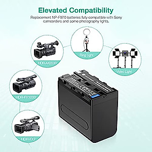 FirstPower 4 Pack NP-F970 Batteries and 4-Channel Charger Compatible with Sony NP F970, F960, F950, F930, F770, F750, F570, F550, F530, F330 and Sony Handycams, Field Monitor, Video Light