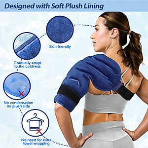 KingPavonini Shoulder Ice Pack Rotator Cuff Cold Therapy, Reusable Gel Ice Pack for Shoulder Injuries, Shoulder Ice Pack Wrap for Pain Relief, Swelling, Shoulders Surgery, Tendonitis, Bursitis, Blue