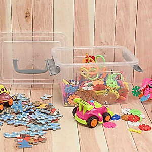 Hespama 3.5 Quart Small Storage Bin, Plastic Latching Box with Lid, 4 Packs