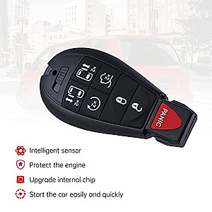 7 Button Keyless Remote Key Fob Replacement Fits Chrysler Town and Country 2008-2015 / Dodge Grand Caravan 2008-2014 (M3N5WY783X,ID46) 2 Pack