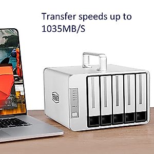 TERRAMASTER D5 Thunderbolt 3 Professional-Grade 5-Bay External Hard Drive Enclosure RAID 0/RAID1/RAID5/RAID10/JBOD Hard Disk RAID Storage (Diskless)