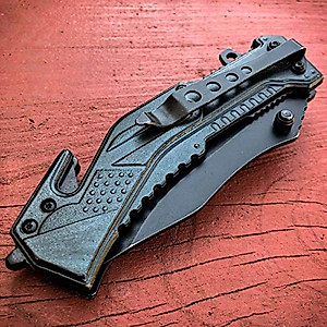 Spring Black Sheriff Led Light Spring Assisted Blade Pocket Stainless Steel Blade Folding Knife