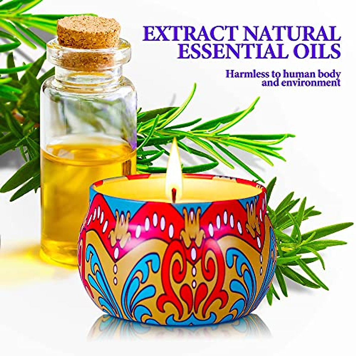 Scented Candles Gift Set 4 Pack, Candles for Home Scented, Aromatherapy Candles Natural Soy Wax with Pleasant Smell, Soy Scented Candles Gifts for Halloween Thanksgiving Christmas