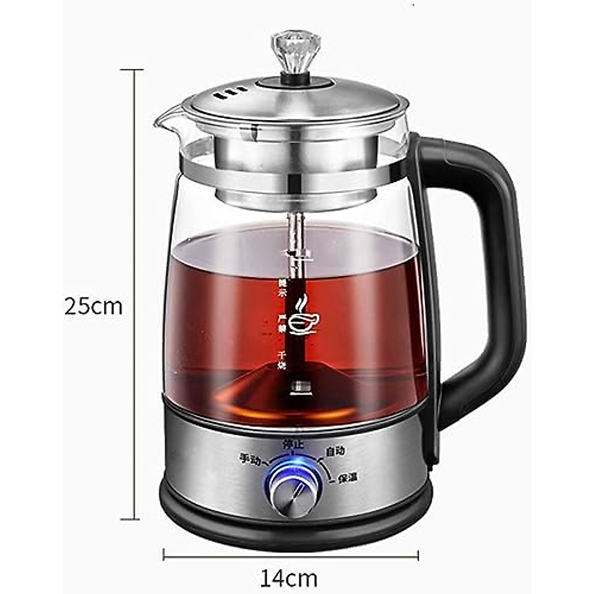 1.3L Kettle Electric Health Pot 600W Multi-Function Teapot Electric Kettle Glass Kettle Temperature Control Kettle Four-Speed Adjustable Stainless Steel Overheating Power Off A,1.3L