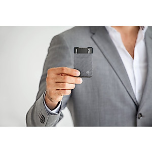 Modern Carry Elastic Minimal Card Holder, Minimalist Wallet for Men & Women, Credit Card & Business Card Holder, Slim Credit Card Wallet - Ultra Thin w/ 2 Card Slots (Gray)