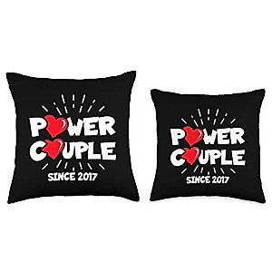 Anniversary Gifts for Him & Her Married Since 2017-Power Couple-6th Wedding Anniversary Throw Pillow, 16x16, Multicolor