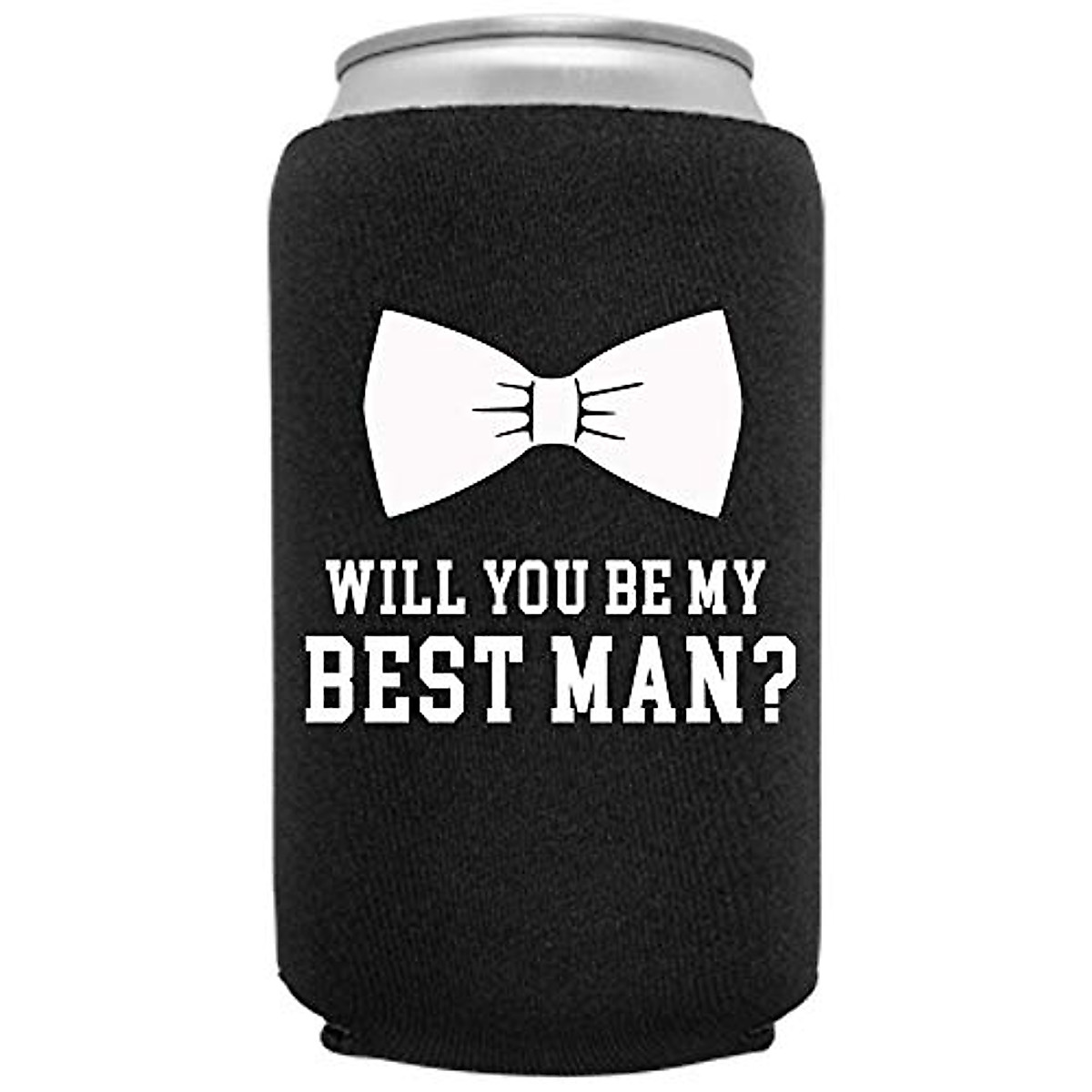Cool Coast Products - Wedding Coolies | Groomsman Best Man Chug to Accept Black | 6 Pack | Funny Novelty Neoprene Hugger | Beer Holder | Bachelor Gifts | Quality Can Cooler (6 Pack)
