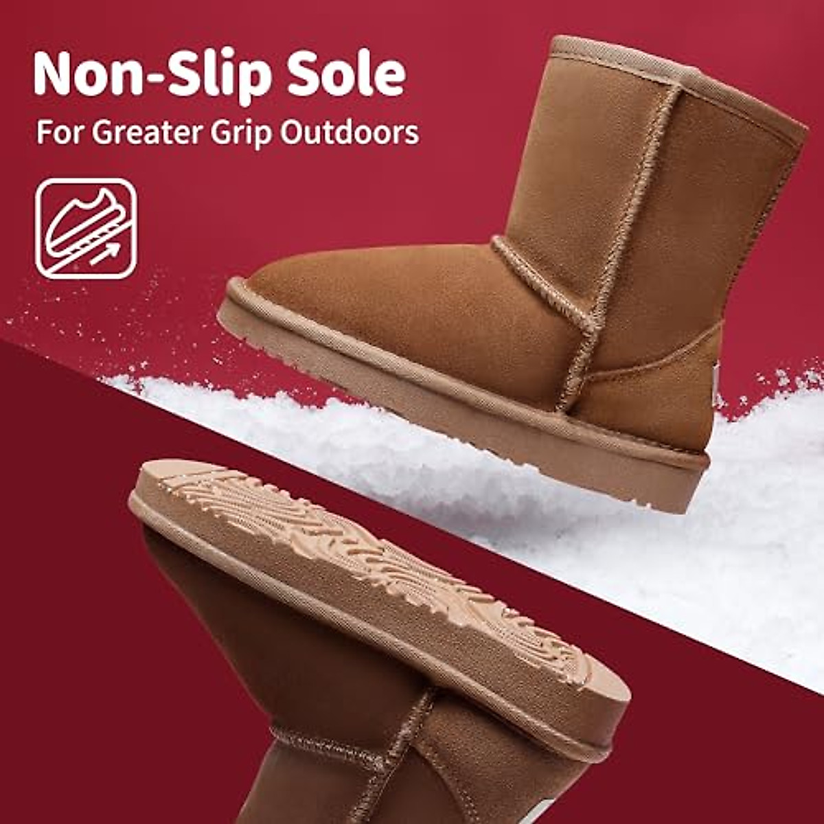 DREAM PAIRS Girls Boys Boots Kids Faux Fur Lined Winter Mid Calf Snow Boots Shorty-K Chestnut Size 13 Little Kid