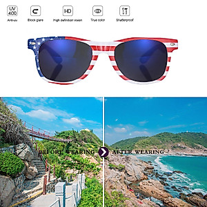 QYVEWY 12 Pack American Flag Sunglasses Bulk for Adult Classic Patriot 4th of July Independence Day Supplies (12White frame)