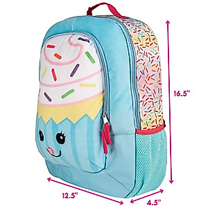 CLUB LIBBY LU Cupcake Backpack for Girls with Soft Plush Front Pocket, 16 inch Squish Buddies
