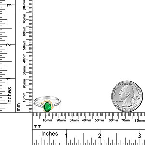 Gem Stone King 10K Yellow Gold and 925 Sterling 7X5MM Oval Gemstone Birthstone and White Lab Grown Diamond Engagement Ring | Wedding Anniversary Promise Ring for Women