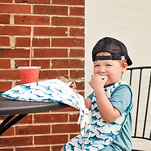 BapronBaby Shark Attack Wet Dry Bag - Waterproof Two Zipper Pockets - Reusable for Mealtime, Diapers, Stroller, Snacks, Swimsuits - Machine Washable - 11" x 9"