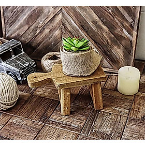 Farmhouse Wood Stool Pedestal Stand - Versatile Decorative Riser for Home and Kitchen, Perfect for Displaying Decorations or as a Candle Stand. Rough Wood Surface with Charm in Natural Brown