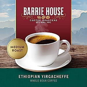 Barrie House Ethiopian Yirgacheffe Single Origin Whole Bean Coffee, 2 lb Bag | Fair Trade Organic Certified |Medium Roast | High Acidity and Clean Finish | 100% Arabica Coffee Beans