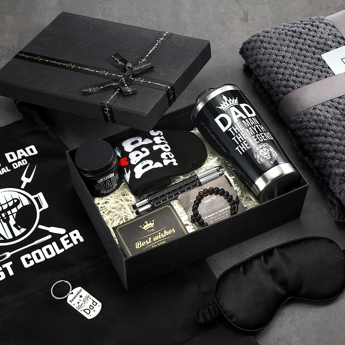 Breling Fathers Gift Gifts for Dad Best Dad Gifts Christmas Gifts For Dad Bulk Gifts Set for Dad Include Tumbler Blanket Etc. Total 14 Pcs Gifts for Dad