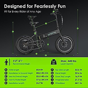 Oraimo 750W-1000W Electric Bike for Adults, 557Wh UL-Listed Hidden Battery Up to 45 Miles, 3A Fast Charge, 20" Fat Tire Folding E-Bike, Shimano 7 Speed, LCD Display, Optical Flare