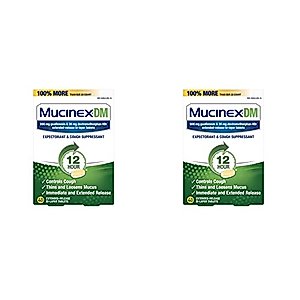 Mucinex Cough Suppressant and Expectorant, DM 12 Hr Relief Tablets, 600 mg, Multicolor, 40 Count (Pack of 2)