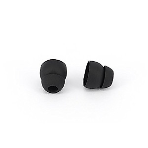 Sqrmekoko 10-Pack Black Double Flange EarTips for Powerbeats 3 Wireless Earbuds Replacement Silicone Ear Tips