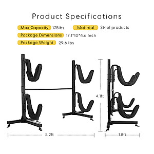 VIVOHOME Heavy Duty Freestanding Dual Storage Rack Height Adjustable Carrier Stand for Kayaks SUP Paddle Boards and Canoes