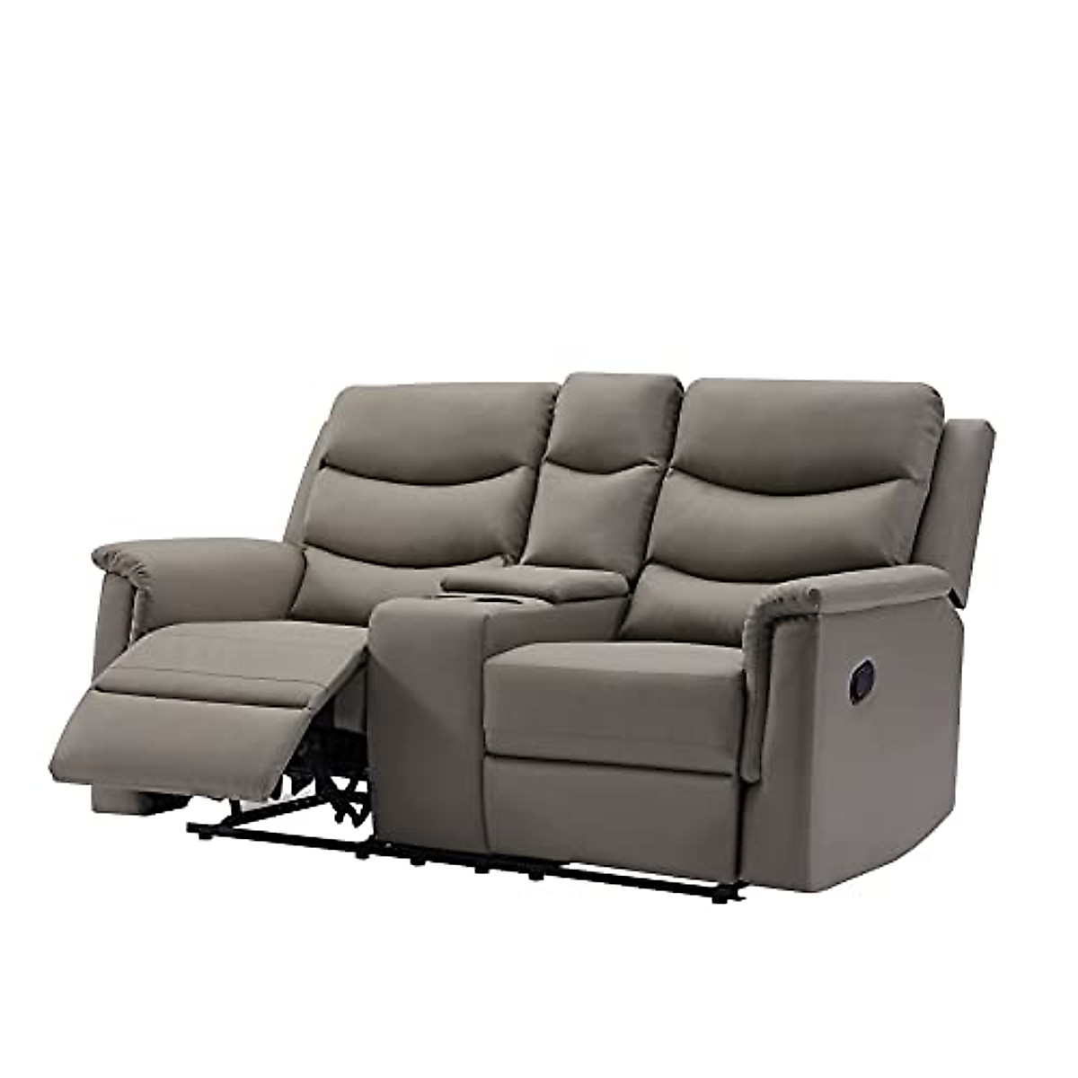 Faux Leather Manual Motion Reclining Loveseat Sectional Sofa Couch with 2 Cup Holders and Two Recliner Chaise ,PU Wall Hugger Sofa & Couch for Home Theater Apartment RV Living Room Furniture Sets