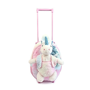 Funday Long Hair Unicorn Kids Backpack with Removable Wheel backpack for girls and boys