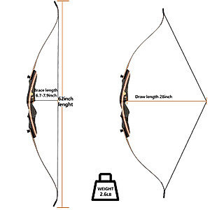 TOPARCHERY Recurve Bow for Adult & Youth Beginner, 62" Wooden Takedown Recurve Hunting Bow for Outdoor Training Practice Right Handed 40lbs