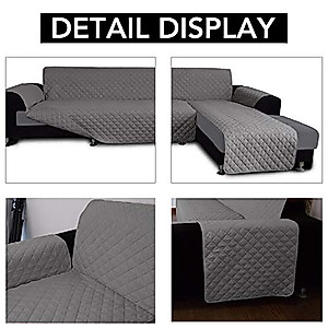 Easy-Going Sofa Slipcover L Shape Sofa Cover Sectional Couch Cover Chaise Slip Cover Reversible Sofa Cover Furniture Protector Cover for Pets Kids Children Dog Cat (Small,Gray/Gray)