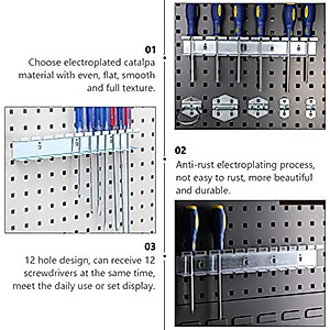 DOITOOL Screwdriver Storage Rack Tool Tray Holder Rack Wall Mount Organizer Tool Trays Storage Hanger Holder for Home Garage Garden (Silver)