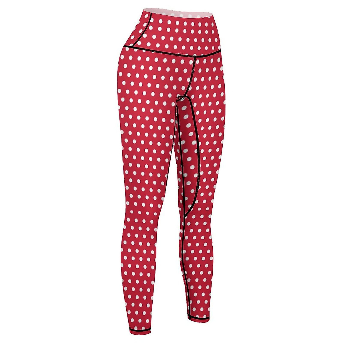 Lurhonp Women's Polka Dot Workout Leggings High Waist Tummy Control Yoga Pants,Red,2XL