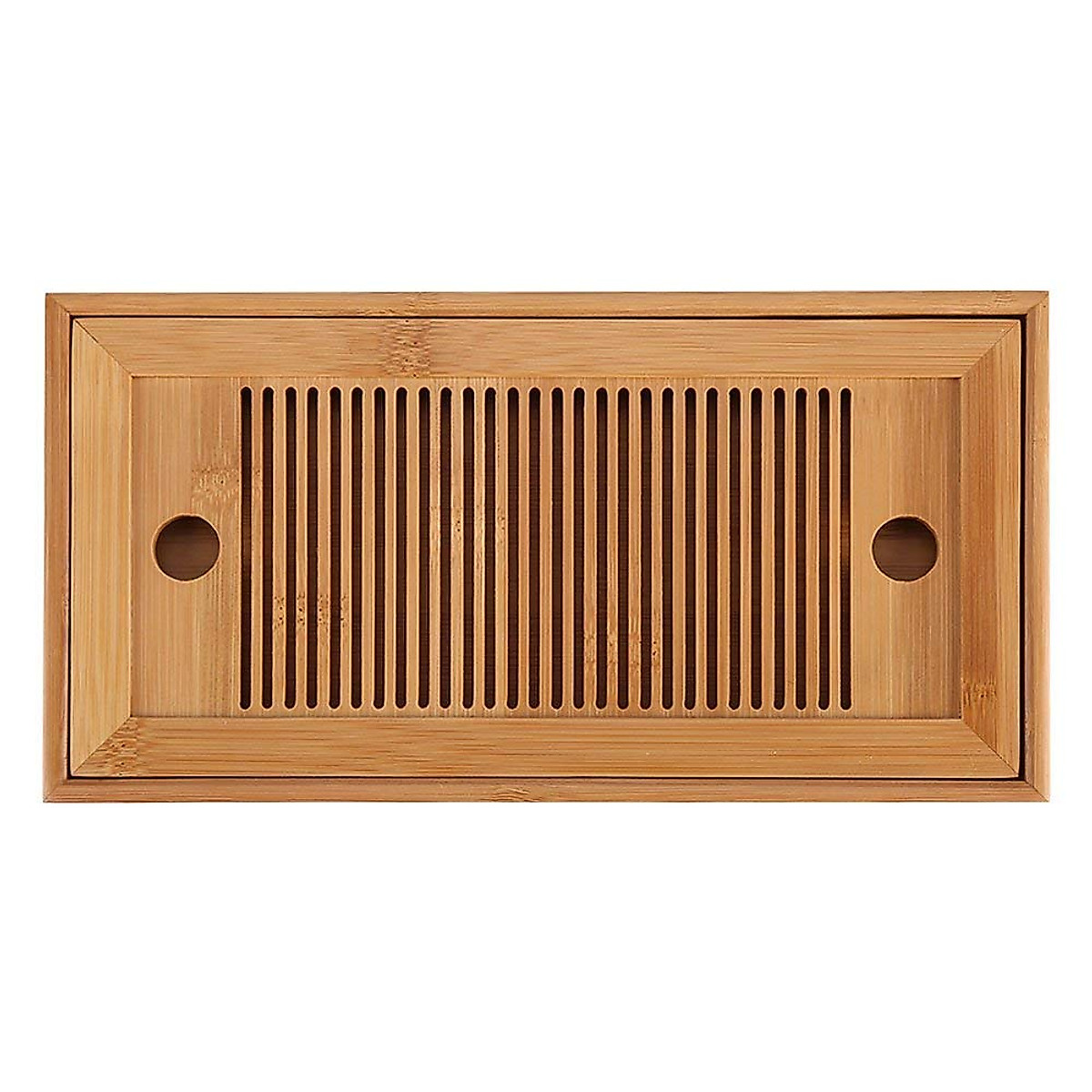 Zyyini Bamboo Tea Tray, Simple Tea Tray Premium Organic Multi-Functional Mini Bamboo Chinese Kongfu Tea Serving, Serving Tray Box Reservoir & Drainage Type for Teahouse