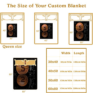 SATIGI Personalized Basketball Shadow Blanket with Name & Number, Basket Ball (40-''X30-'', 50-''X40-'', 60-''X50-'', 80-''X60-''), Plush Sherpa Fleece Travel Soft Warm for Couch Sofa Bed