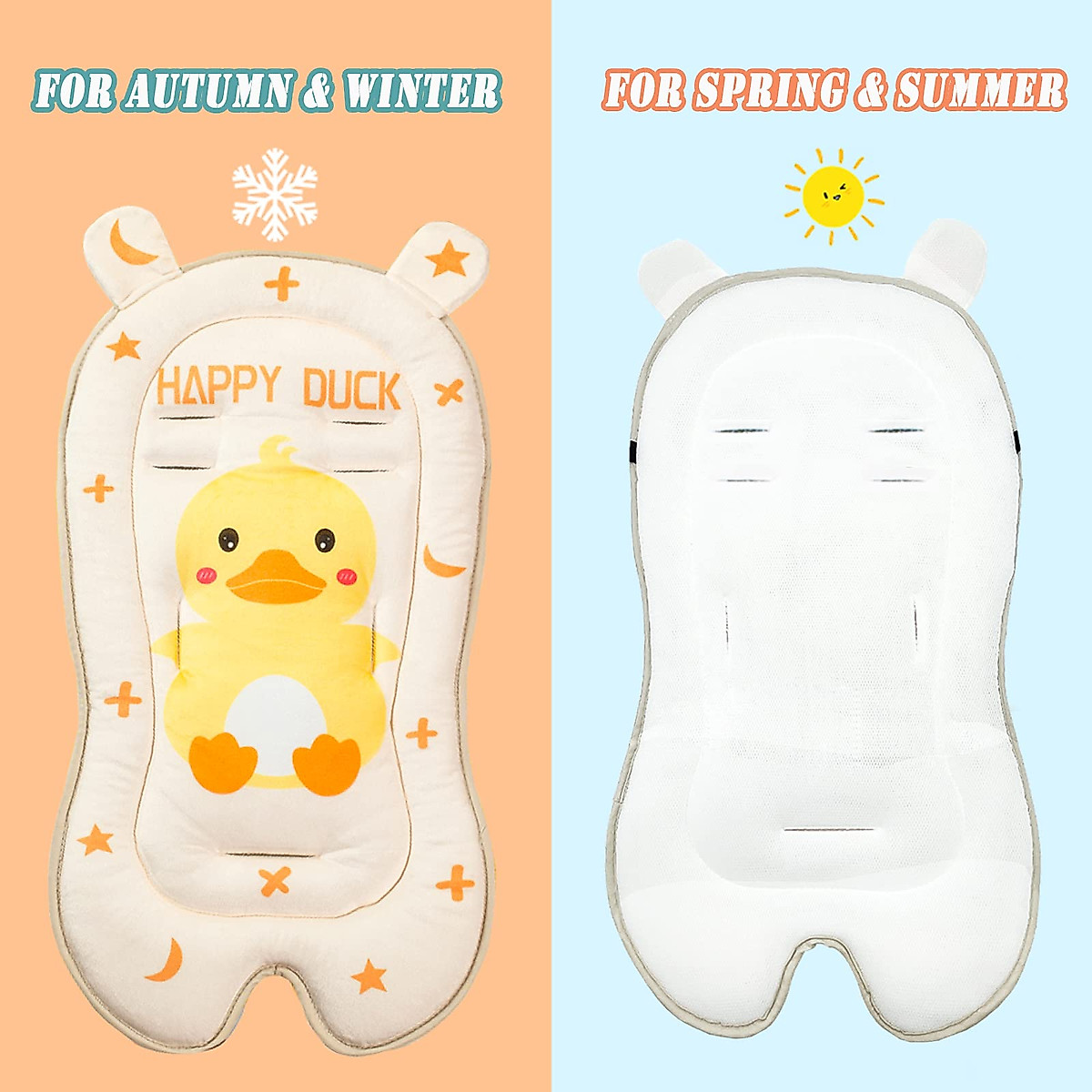 LETTON Baby Seat Pad Liner for Stroller, Universal Breathable Infant Carriage Cushion, Ultra-Soft Infant Car Seat Insert Cushion, Perfect for Car Seat, Stroller, Yellow Duckling