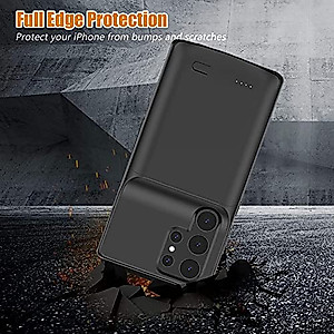 Battery Case for Galaxy S23 Ultra, 4800mAh Slim Portable Rechargeable Protective Battery Pack Charging Case Compatible with Samsung Galaxy S23 Ultra (6.8 inch) Extended Battery Charger Case (Black)