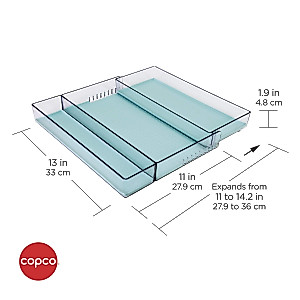 Copco Basics Expandable Drawer Organizer, 13 x 11 x 1.9-Inch, Aqua Sky