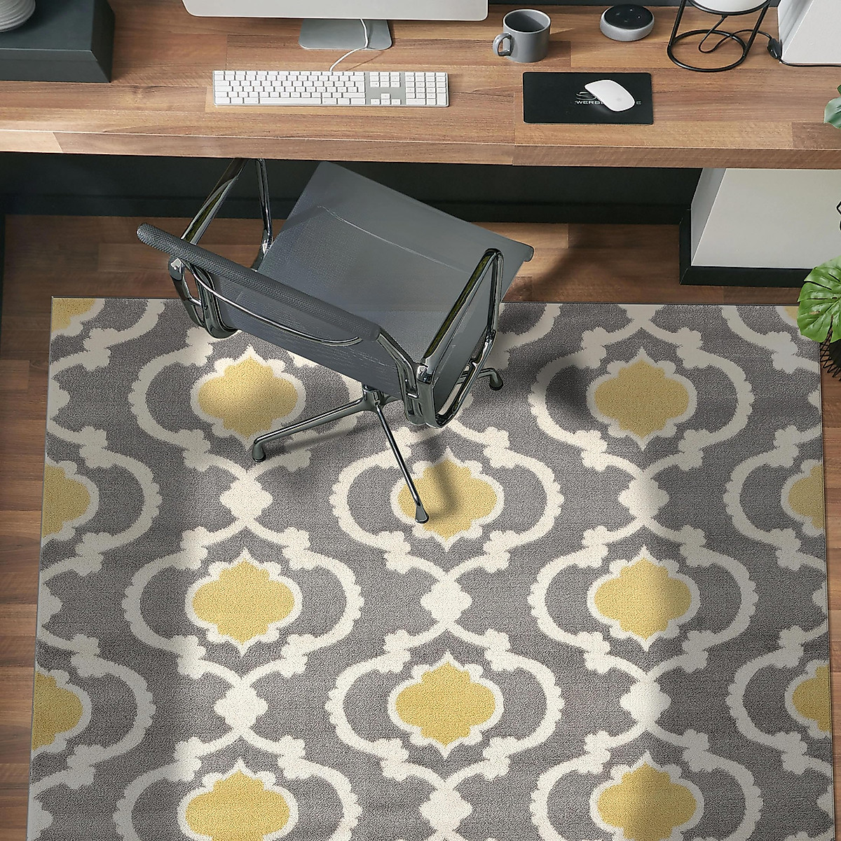 Rugshop Moroccan Trellis Contemporary Perfect for high Traffic Areas of Your Living Room,Bedroom,Home Office,Kitchen Area Rug Gray/Yellow 5'3" x 7'3"