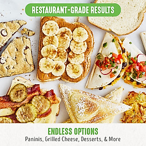 GreenLife Pro Electric Panini Press Grill and Sandwich Maker, Healthy Ceramic Nonstick Plates,Easy Indicator Light, PFAS-Free, Yellow