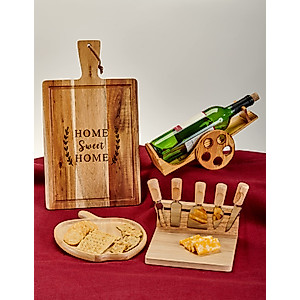 Creative Gifts International Acacia Wood Carving Board, Charcuterie Board With Handle And Lanyard, Beveled Edge, 17" x 9.75", Cutting Board Wedding Gift, Customized & Personalized Image Or Logo