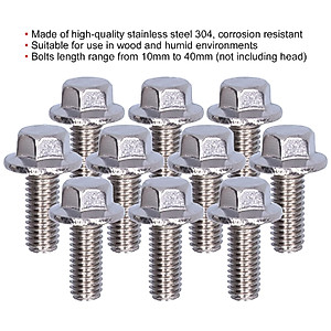 10Pcs Flanged Hex Head Bolts M5 10/12/16/20/25/30/35/40mm, Hex Bolts Stainless Steel 304 Screws Accessory(M5*12)