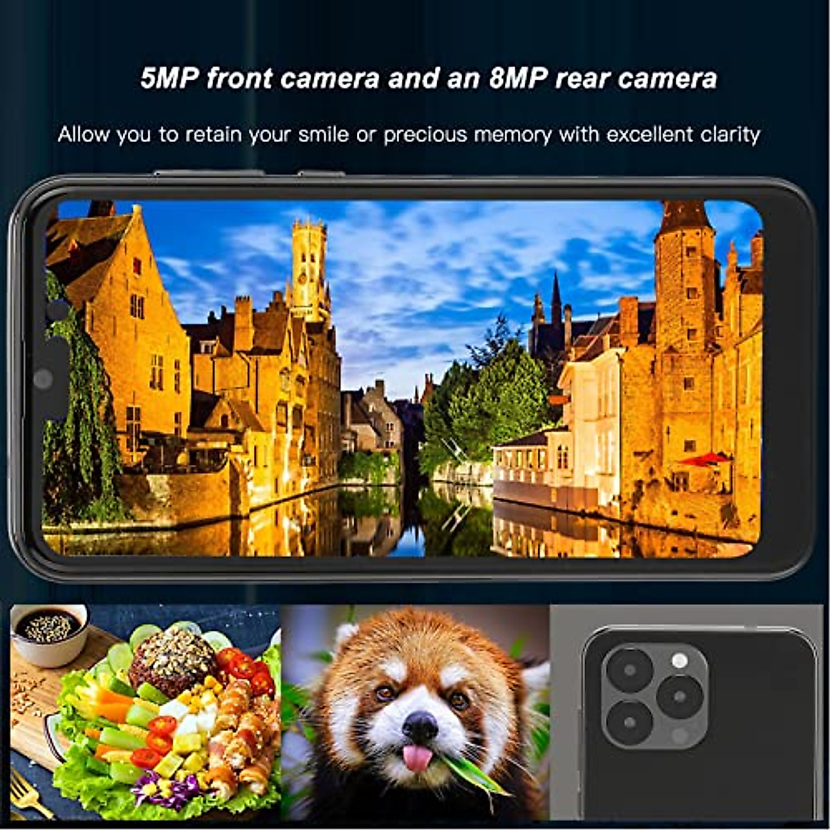 IP14 Pro Smartphone, 6.1in 4GB RAM 32GB ROM Unlocked Smartphone Ultrathin Face Recognition Dual Card Dual Standby Cellphone, Great Gifts for Parents (Black)