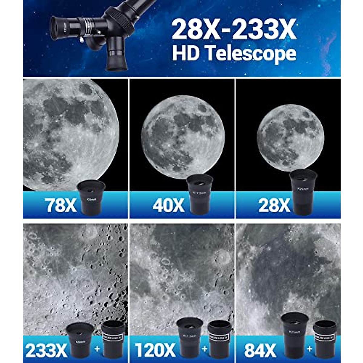 [2023 Upgraded] Telescopes for Adults Astronomy, 70mm Aperture 700mm AZ Mount Astronomical Refracting HD Telescope for Kids Beginners Telescope with Adjustable Tripod, Nylon Bag, Phone Adapter