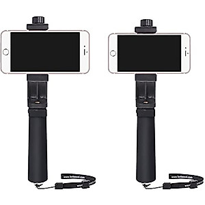 Ergonomic Anti-Falling Cell Phone Vlogging Hand Grip Stabilizer Smartphone Holder Rig Mount Video Kit w/Safety Strap Portable Selfie Stick for iPhone Samsung (Landscape+Portrait)-Mic/Light Adapter