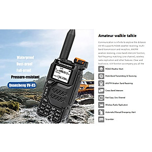 UV-K5 Dual Band Radio 5 Watt Output Portable Two-Way Radio with NOAA Weather Alert Walkie Talki FM (1pc)