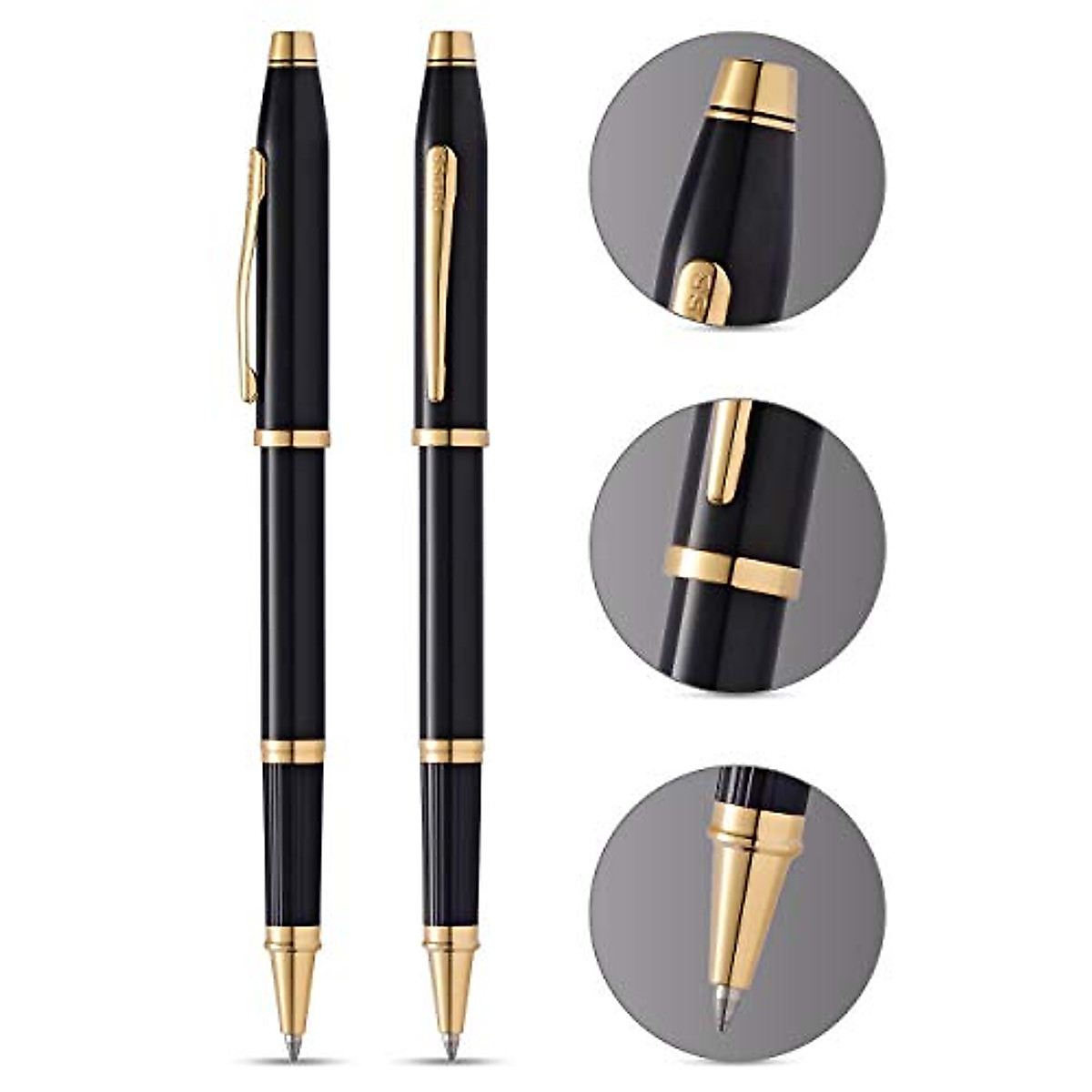 Cross Century II Selectip Rollerball Pen, Black Lacquer with 23KT Gold-Plated Appointments