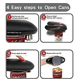 Auto Electric Can Opener, One Touch Electric Can Opener with Smooth Edge, Kitchen Gadget Automatic Can Opener for Seniors with Arthritis, Food-Safe, Battery Operated