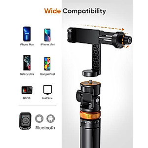 Newest 62" Phone Tripod, EUCOS Selfie Stick Tripod with Remote, Upgraded iPhone Tripod Stand & Travel Tripod, Solidest Cell Phone Tripod Compatible with iPhone 14/13/12 Pro Max/Samsung/GoPro/DJI