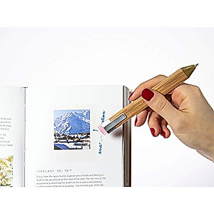 New Pen Bookmark with Refills | Erasable Ballpoint Gel Pen and Bookmark 3-in-1 | Ink Novelty Pen with Eraser | Page Marker | Book Marker | Page Holder Clip | Gift for Reader and Writer (Wood)