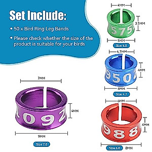 PFCKE Open Bird Leg Rings Split Bird Leg Rings Aluminum Split Bird Leg Rings Ldentifying Pigeons Training Rings Hibiscus Birds, Parrots, Peonies, Doves, etc. Mixed Colors 50 PCS Per Pack